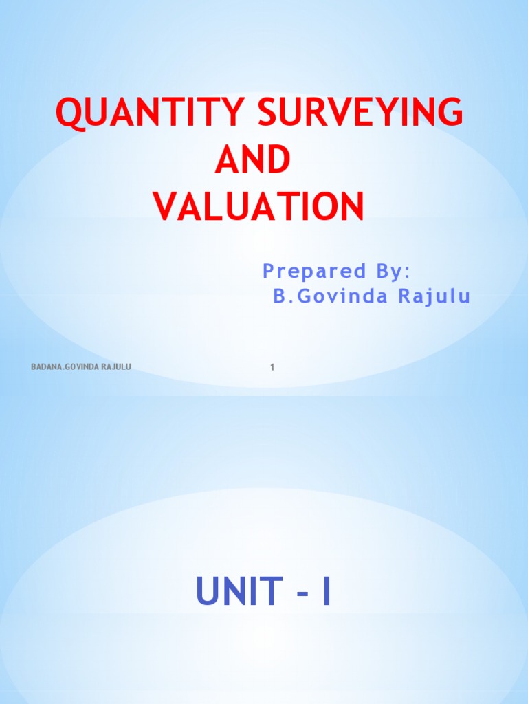 Quantity Surveying & Valuation Guide | PDF | Specification (Technical ...