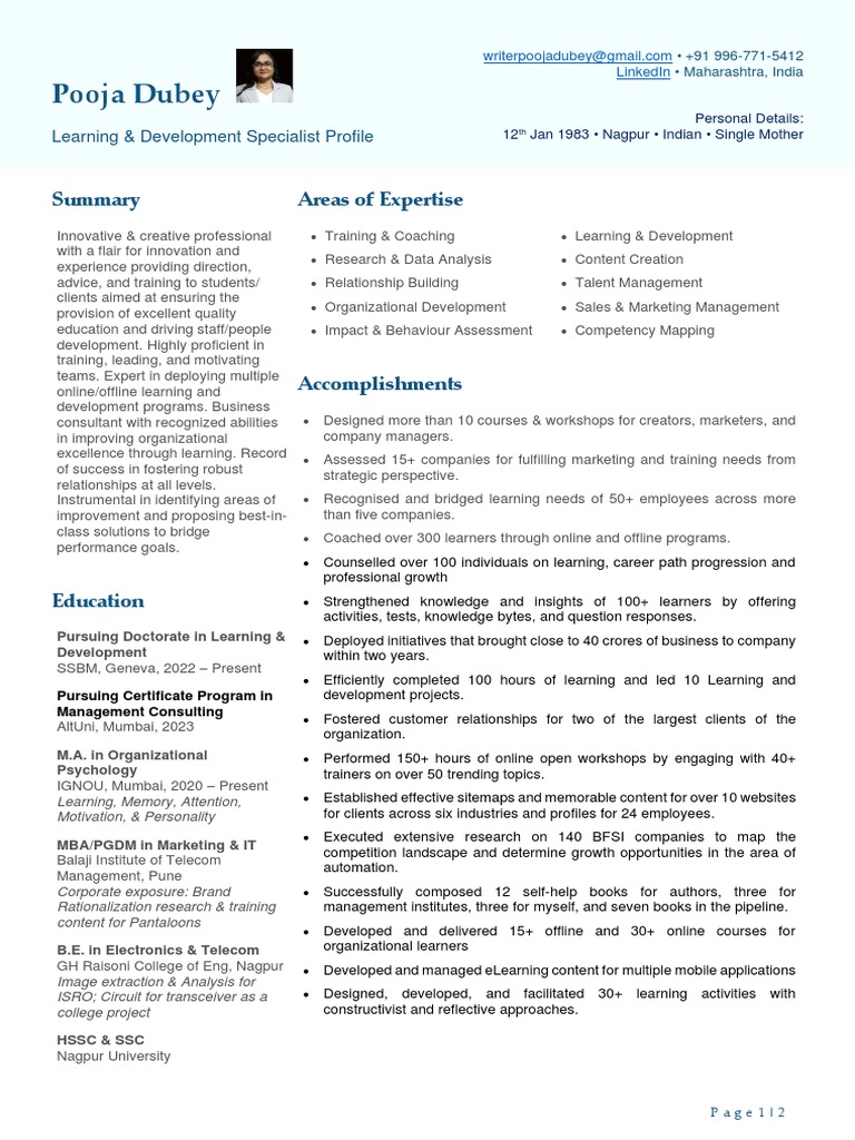 Learning & Development Specialist - CV - 2023 | PDF