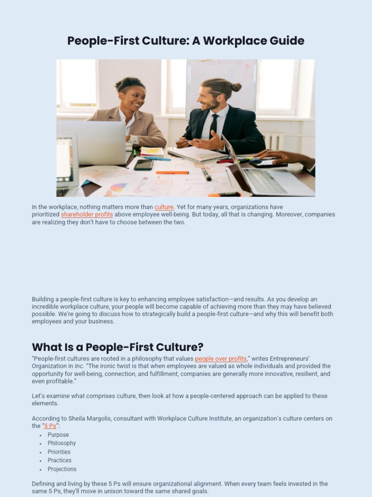 People-First Culture - A Workplace Guide | PDF