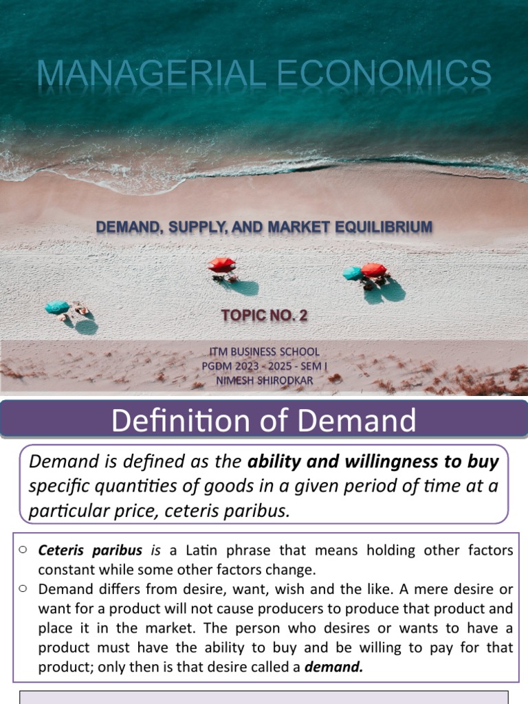 Managerial Economics Topic No. 2 Demand, Supply, and Market Equilibrium | Download Free PDF ...