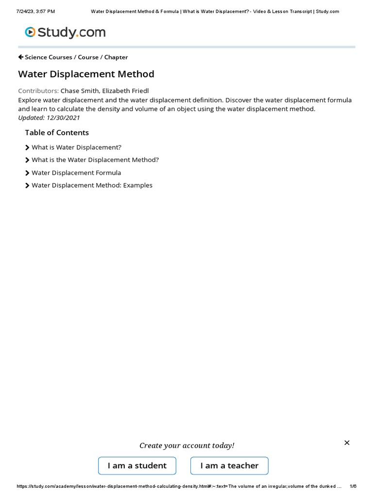 Water Displacement Method & Formula - What Is Water Displacement ...