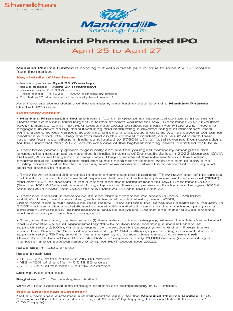 SK Mankind Pharma IPO PDF 200423 | PDF | Pharmaceutical Industry | Initial Public Offering