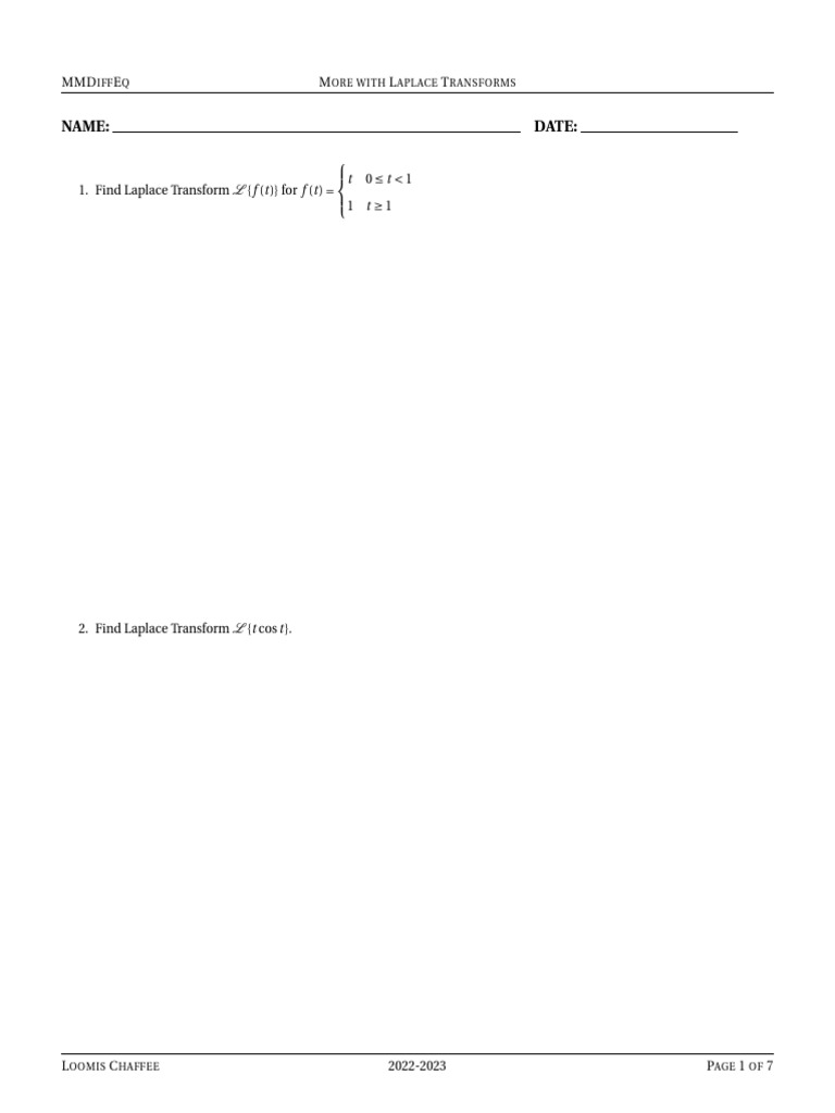 07 More With Laplace Transforms | PDF | Laplace Transform | Exponential ... 07 More With Laplace Transforms | PDF | Laplace Transform | Exponential ...
