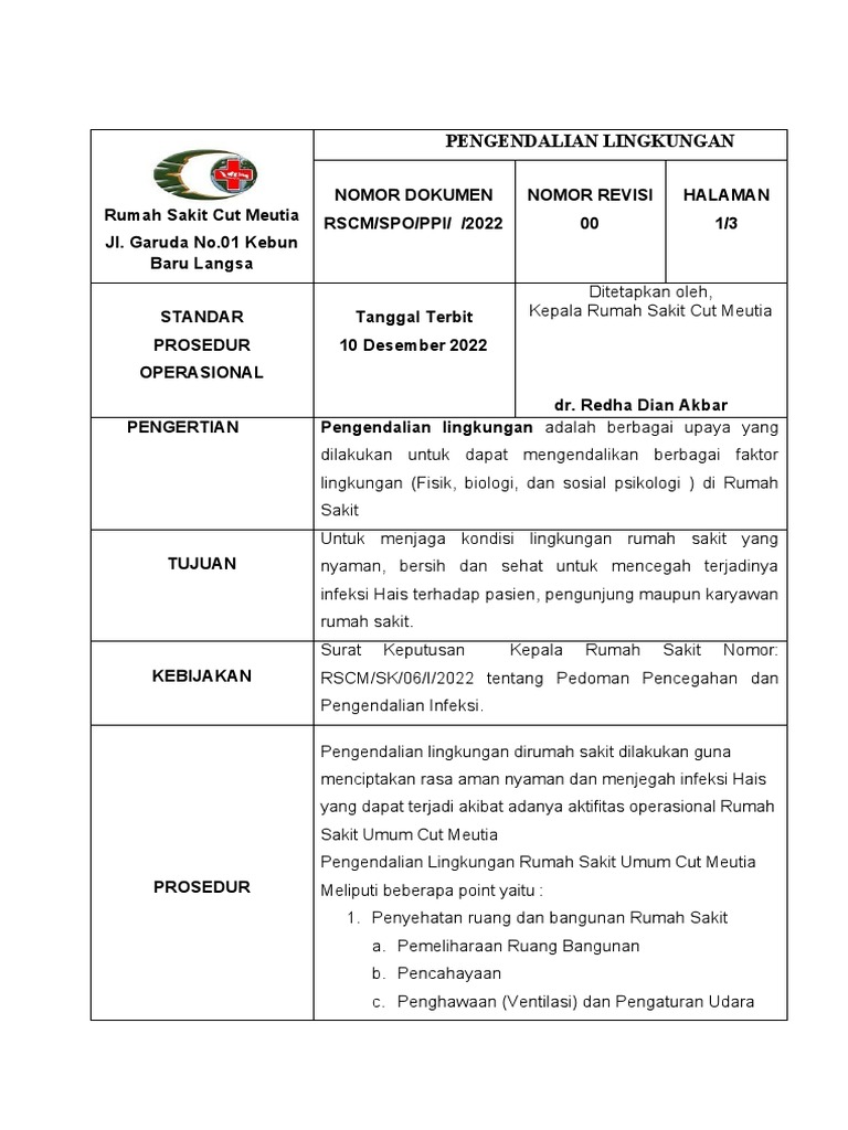 SPO PENGENDALIAN INFEKSI RSCM | PDF