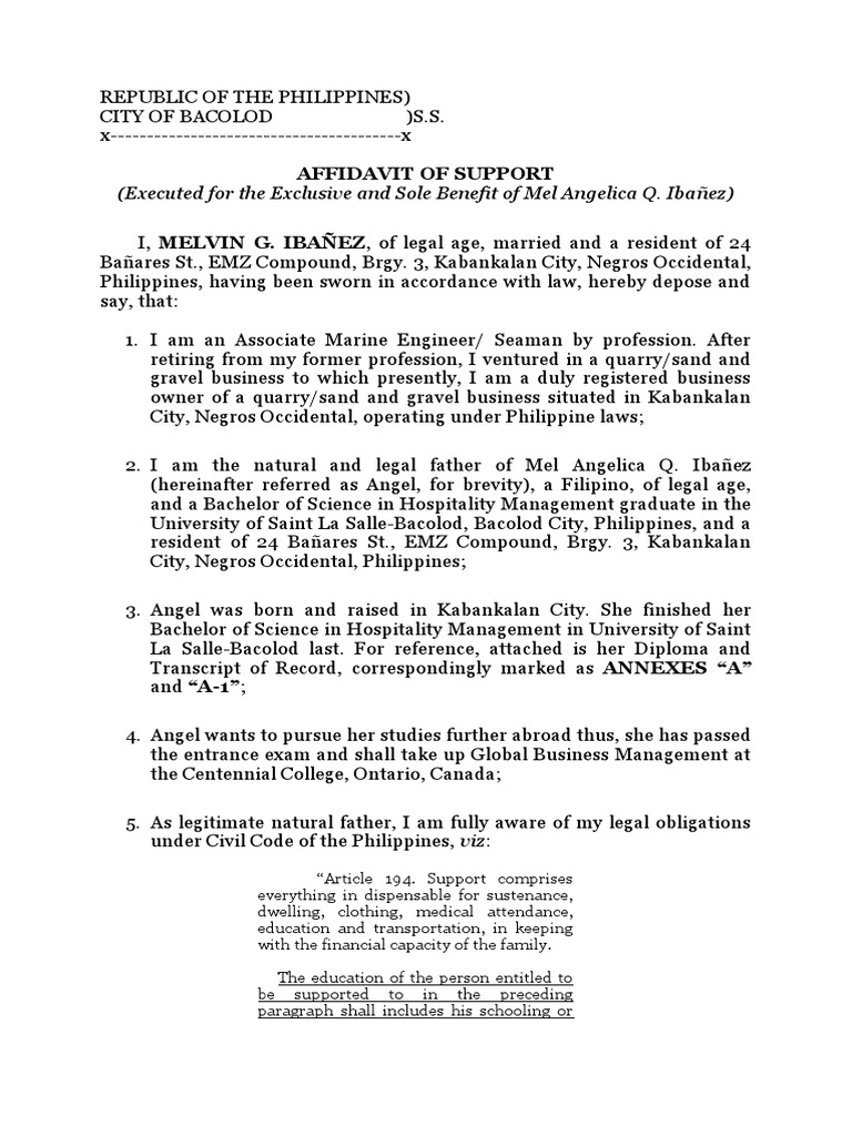 Affidavit of Support | PDF | Justice | Crime & Violence