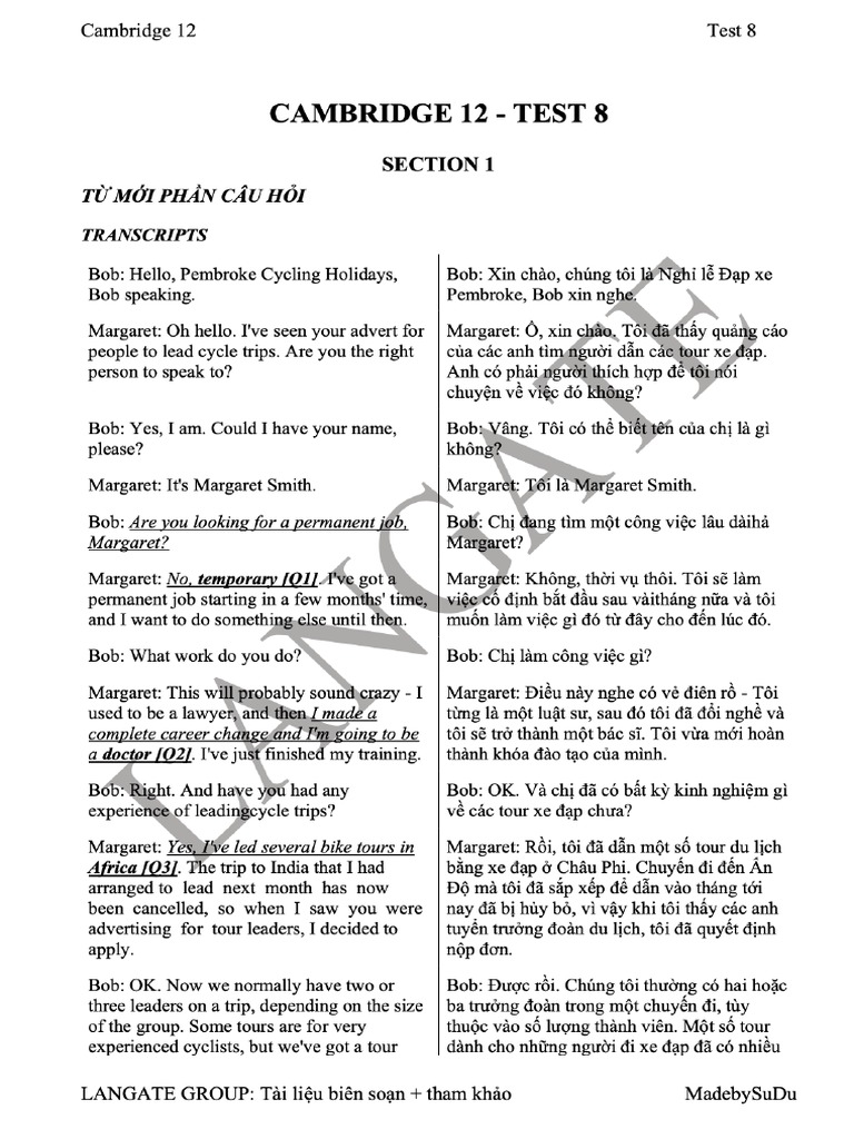 Cambridge 12 Test 8 | PDF