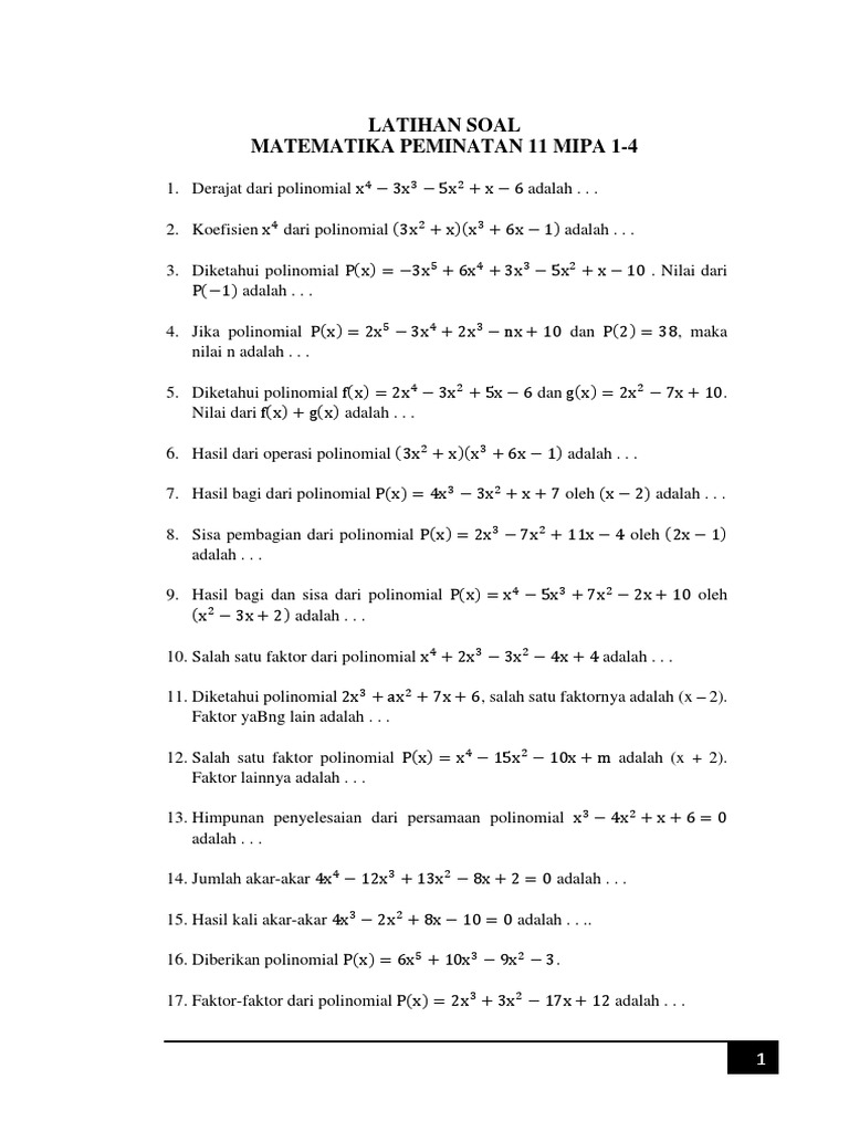 LATIHAN SOAL MAT MINAT | PDF