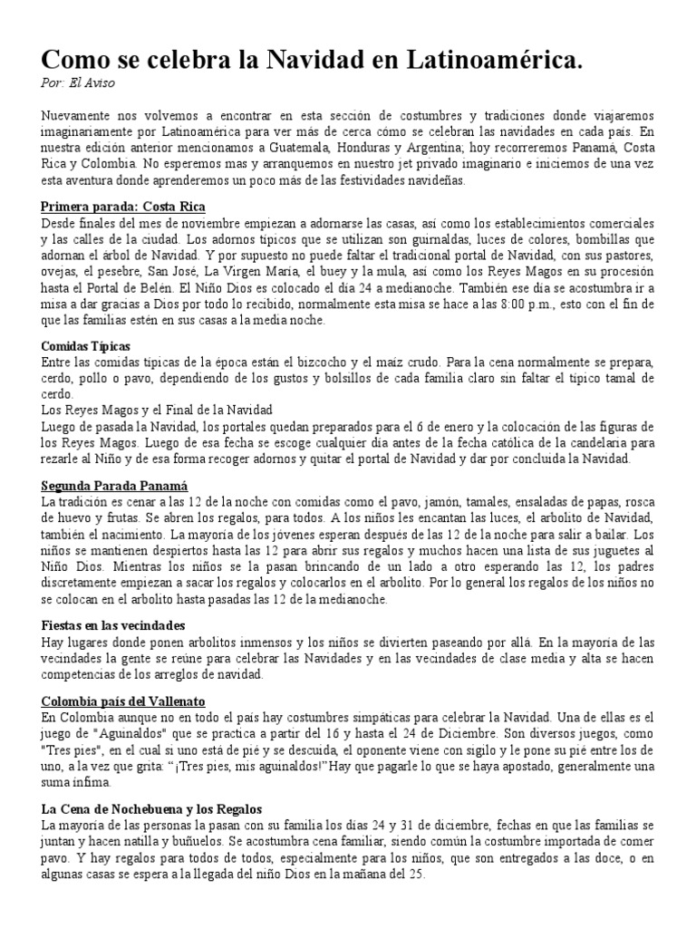 Como Se Celebra La Navidad en Latinoamérica | PDF