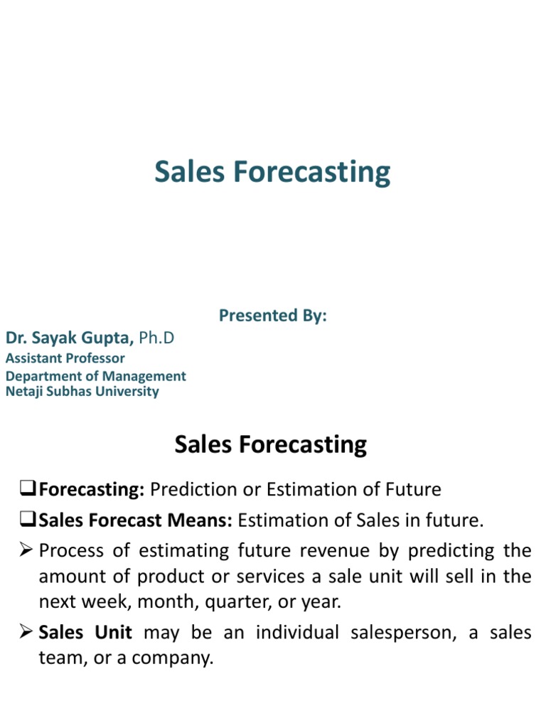 Sales Forecasting PDF | PDF | Forecasting | Dependent And Independent Variables