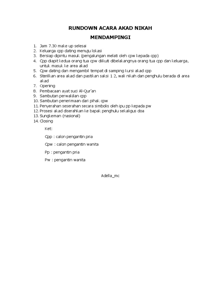 Rundown Acara Akad Nikah | PDF