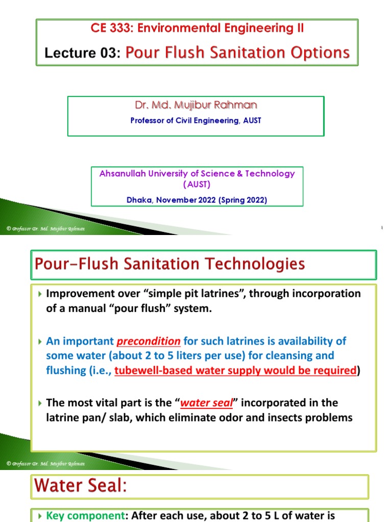 03 Aust CE 333 Lecture3 Pour Flush Sanitation Technology | PDF | Earth ...
