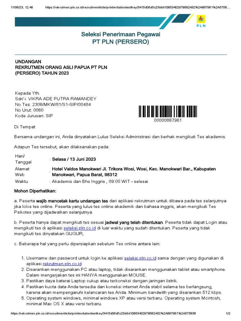 Undangan PLN Oap | PDF