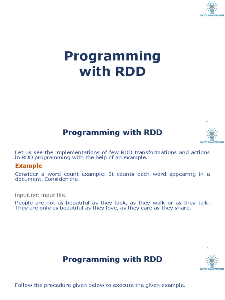 5 - Programming With RDDs and Dataframes | PDF | Apache Spark | Databases 5 - Programming With RDDs and Dataframes | PDF | Apache Spark | Databases