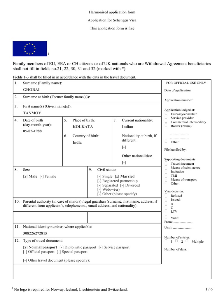 Schengen Visa Application 2025 06 29 | PDF | Travel Visa | National ...