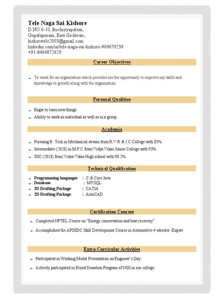 Kishore Resume | PDF