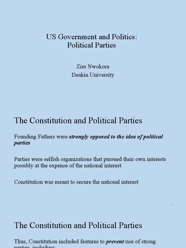 AIP208 Lecture topic 2: Political Parties | PDF