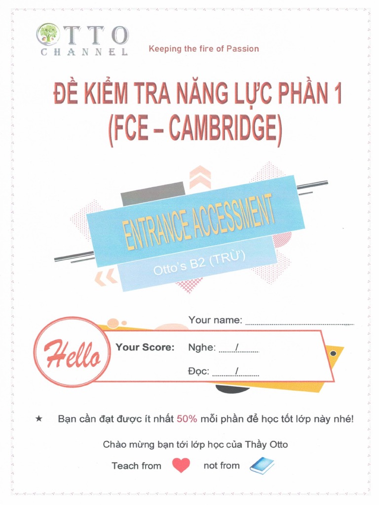 1. PHẦN 1 - ĐỀ NĂNG LỰC FCE - CAMBRIDGE | PDF