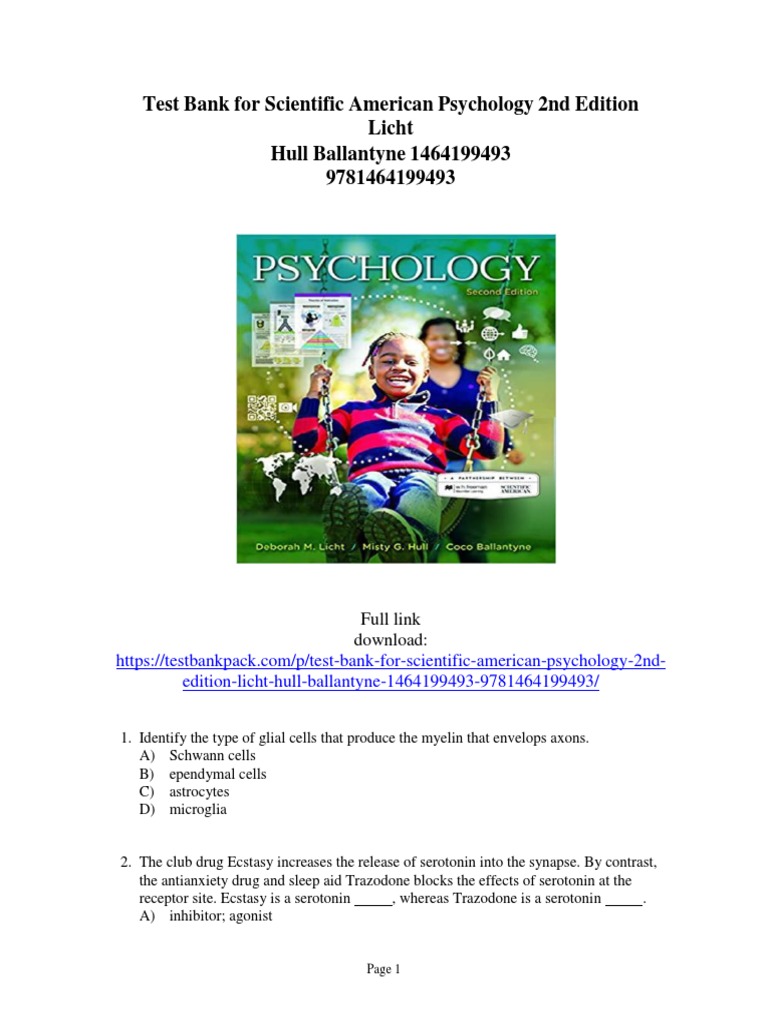 Scientific American Psychology 2nd Edition Licht Hull Ballantyne Test ...