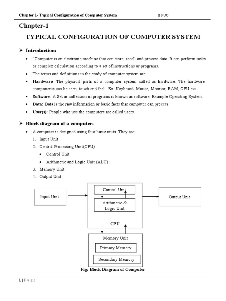Chapter 1 Typical Configuration of Computer | PDF
