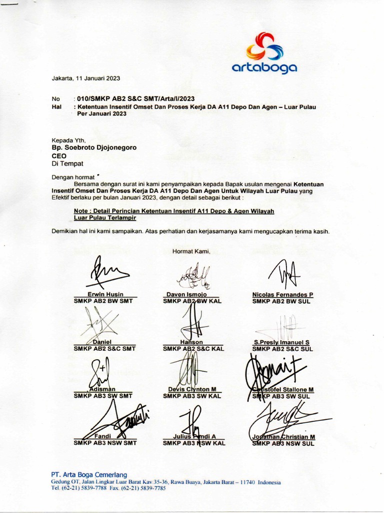 DS 010.ketentuan Insentif Omset Dan Proses Kerja DA A11 Depo Dan Agen ...
