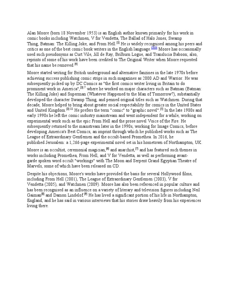 Alan Moore | PDF | Young Adult | Classics