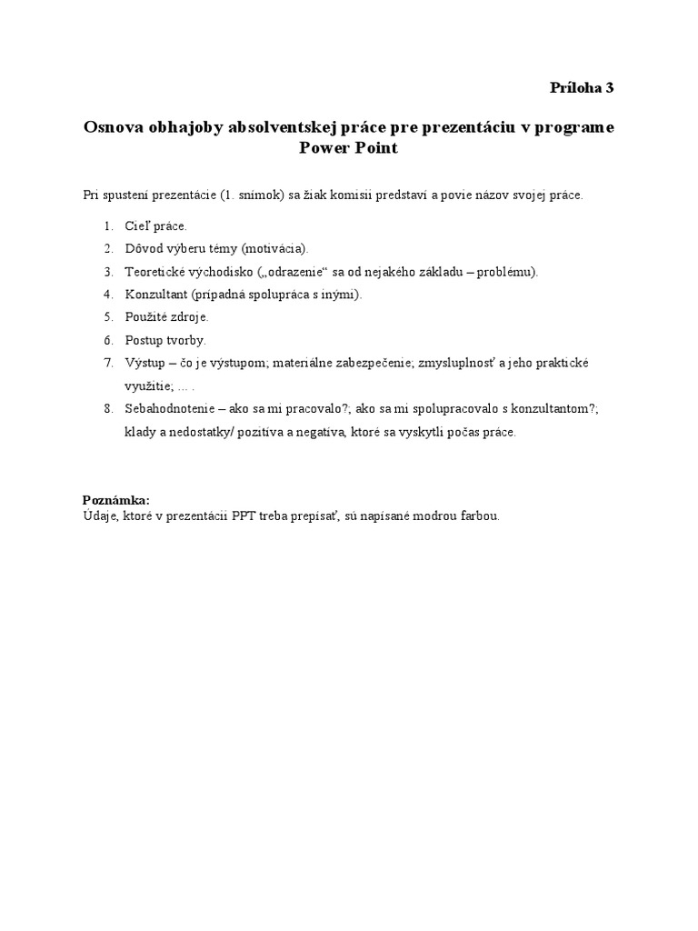 Priloha - 3 - Osnova Obhajoby | PDF