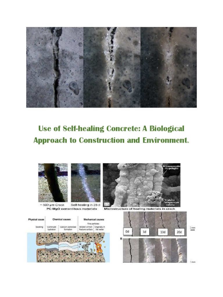 Use of Self-Healing Concrete Report | PDF | Concrete | Strength Of ...