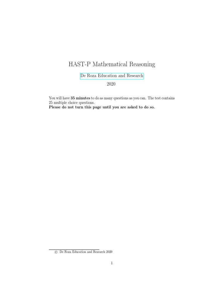 Hast P Mathematical Reasoning Sample | PDF | Teaching Methods & Materials