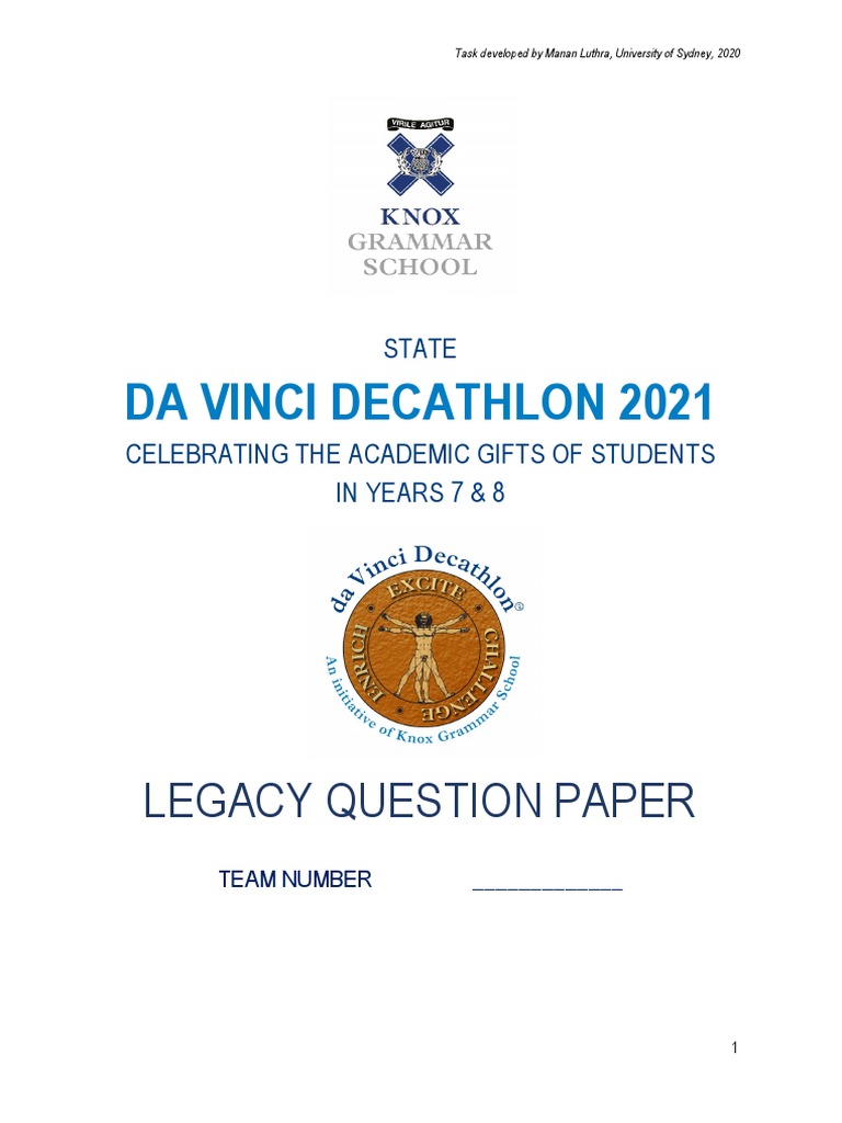 7-8 State Legacy Question Paper 2021 | PDF