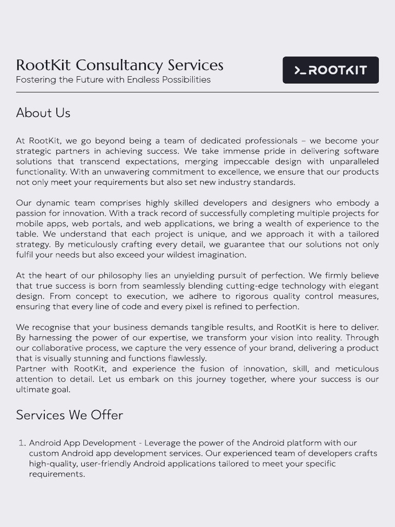 RootKit Consultancy Services | PDF