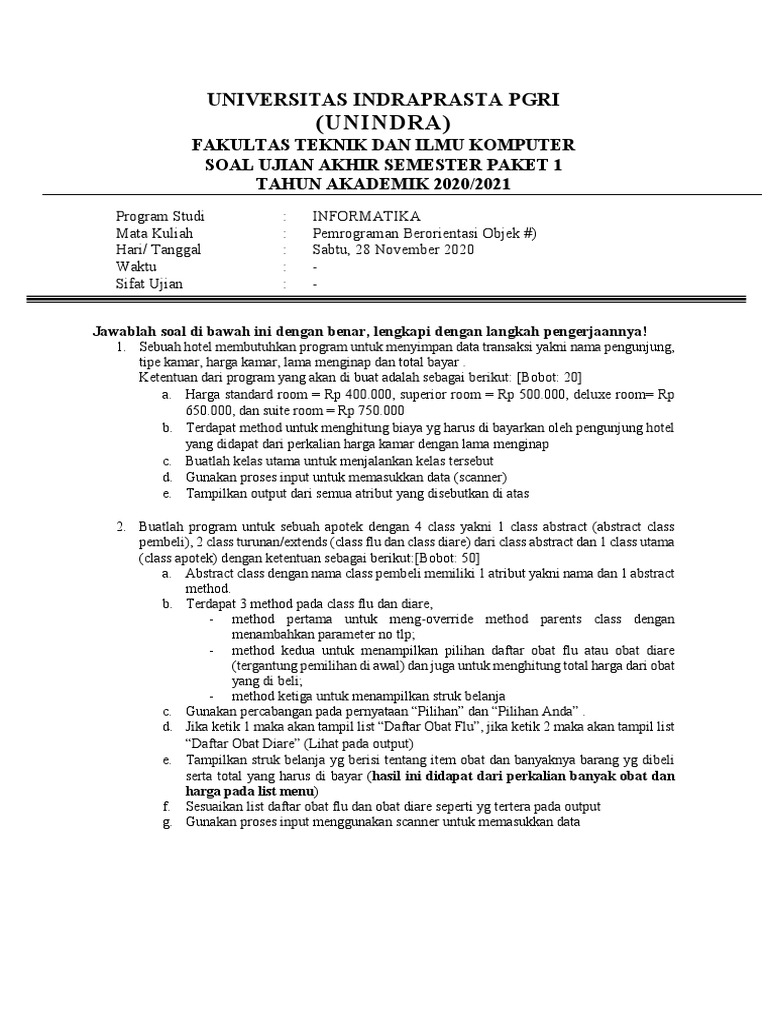 Soal Uap 1 Pbo | PDF