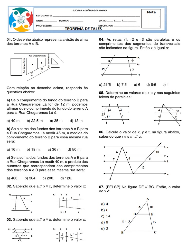 Teorema de Tales. EAG | PDF