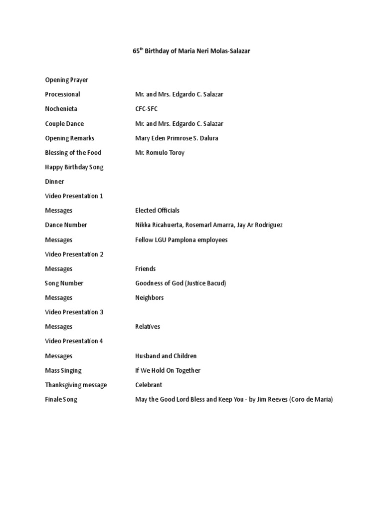 Program 65th Birthday | PDF