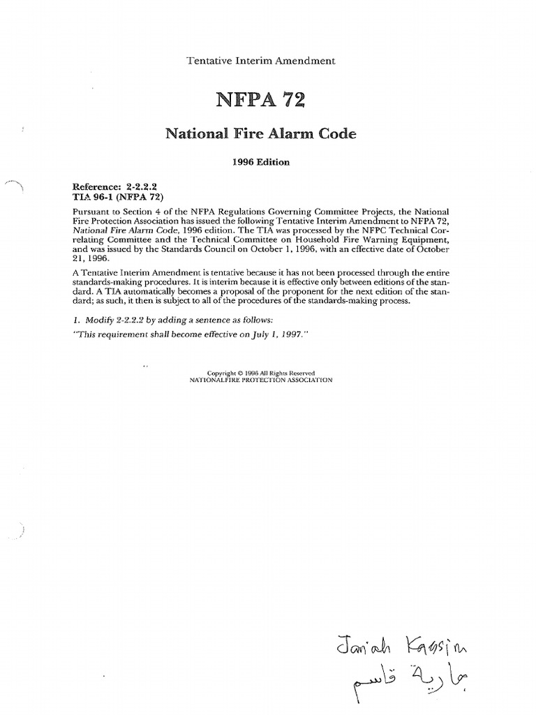 NFPA 72 1996 (Fire-Alarm) | PDF