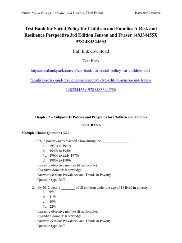 Social Policy For Children and Families A Risk and Resilience ...