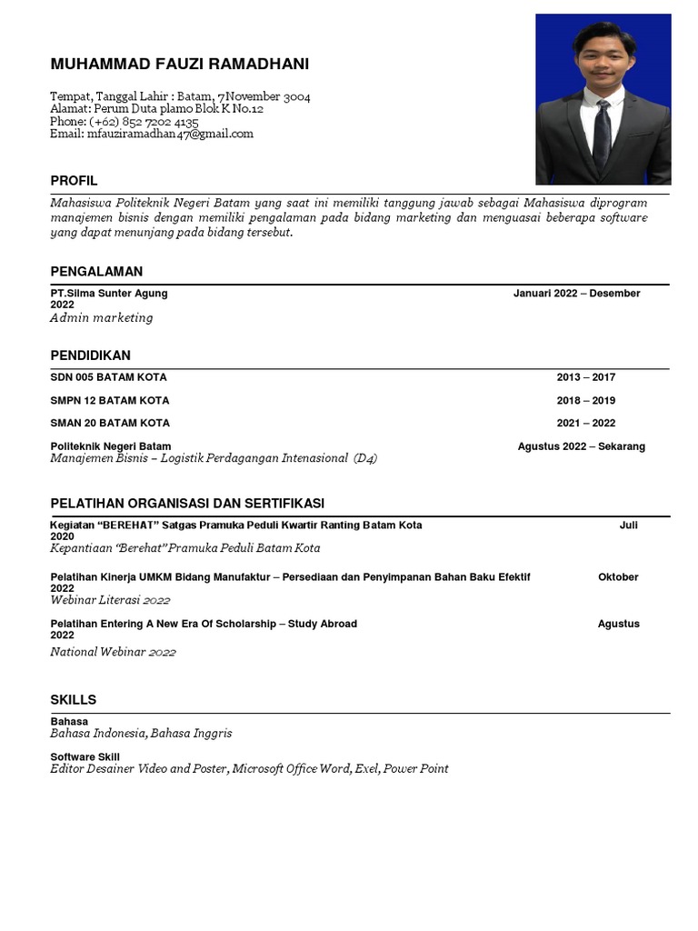 Cv. Muhammad Fauzi Ramadhani | PDF