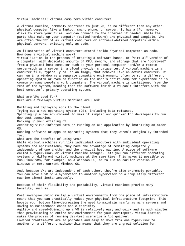 VM | PDF | Virtual Machine | Operating System