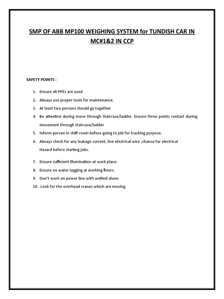SMP of ABB MP100 For Tundish in MC#1&2 | PDF