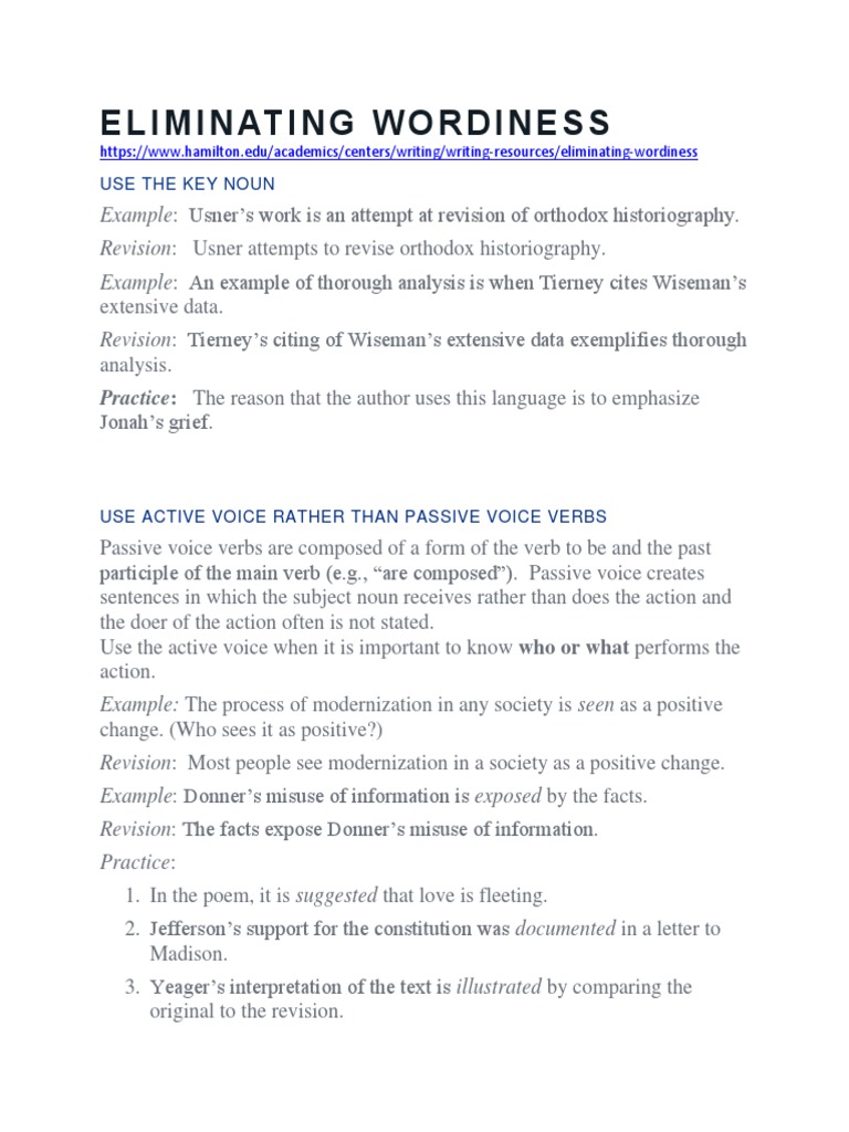 ELIMINATING WORDINESS - Hamilton - Edu - Co Phan Loai, Nen Dung Trong ...