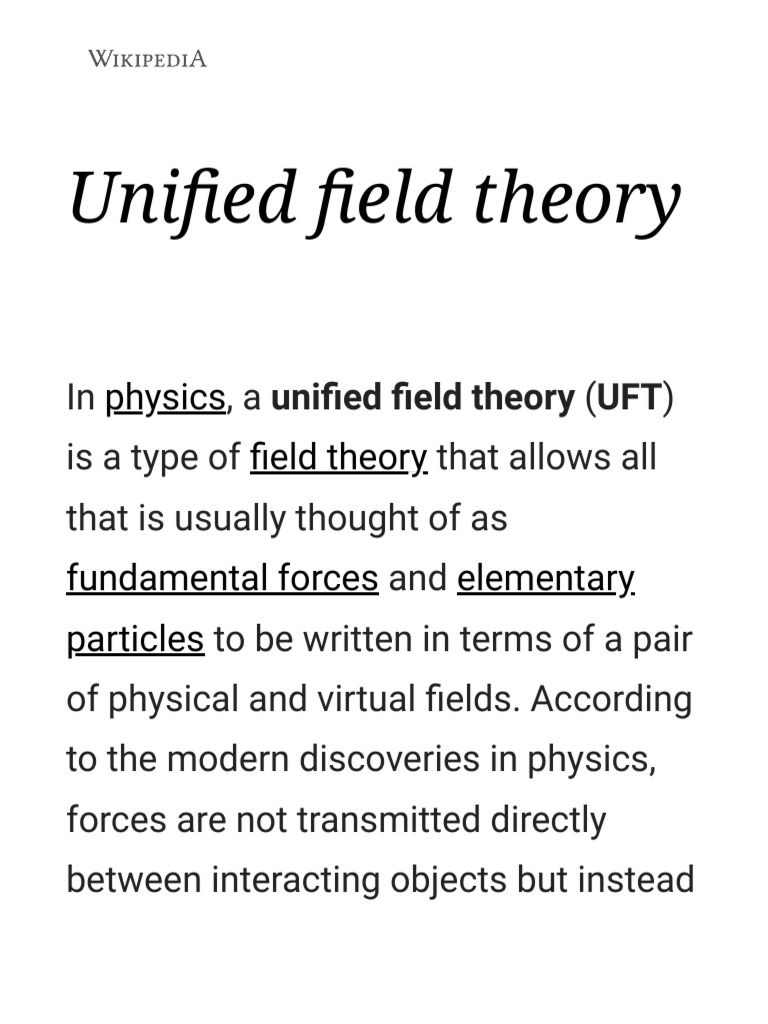 Unified Field Theory - Wikipedia | PDF | Fundamental Interaction | Particle Physics