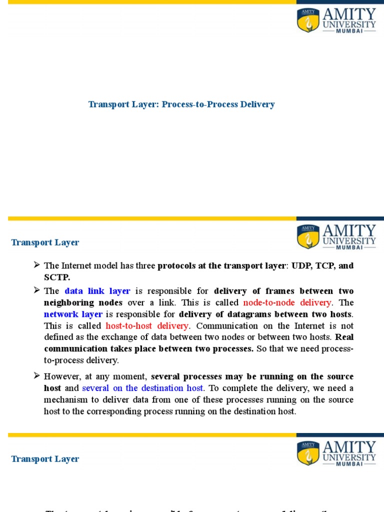 Lecture 4 1 Transport Layer Process To Process Delivery Pdf Port Computer Networking