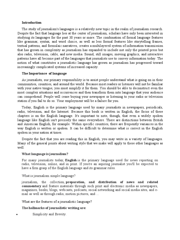 Language of Journalism | PDF | English Language | Journalism