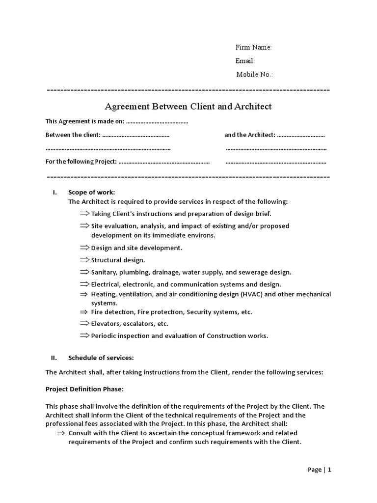 Client-Architect Agreement Template | PDF | Architect | Business
