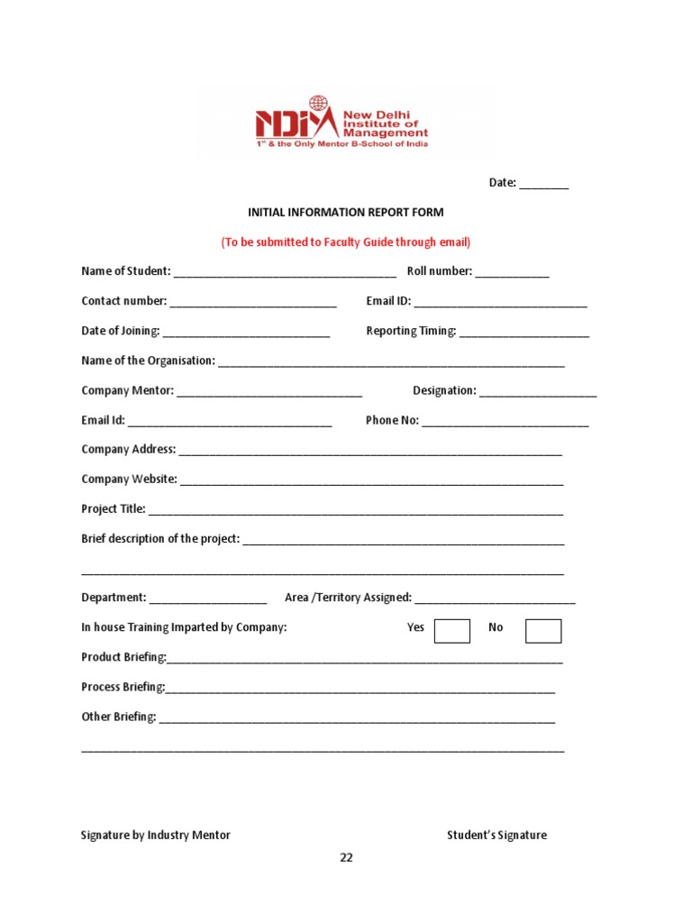 Initial Information Report Form | PDF