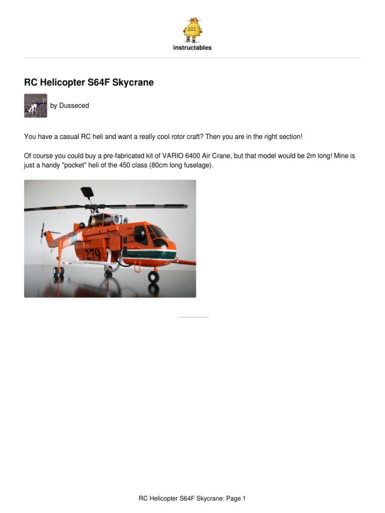 RC Helicopter S64F Skycrane | PDF | Helicopter | Engineering