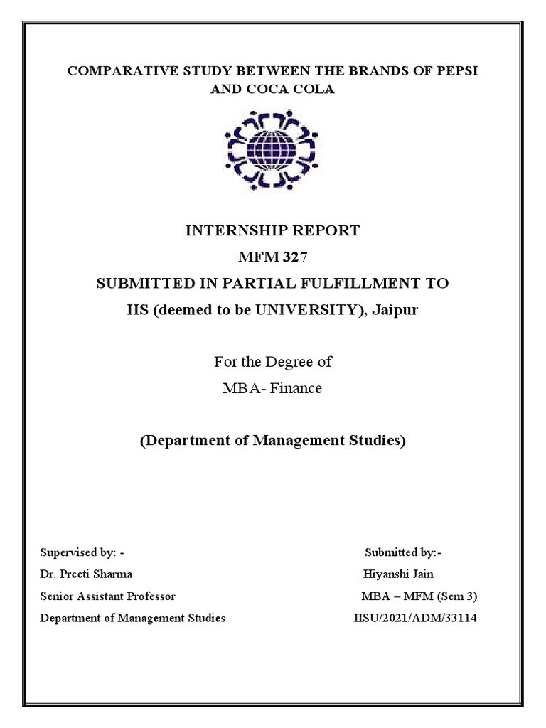 Internship | PDF | Pepsi Co | Pepsi