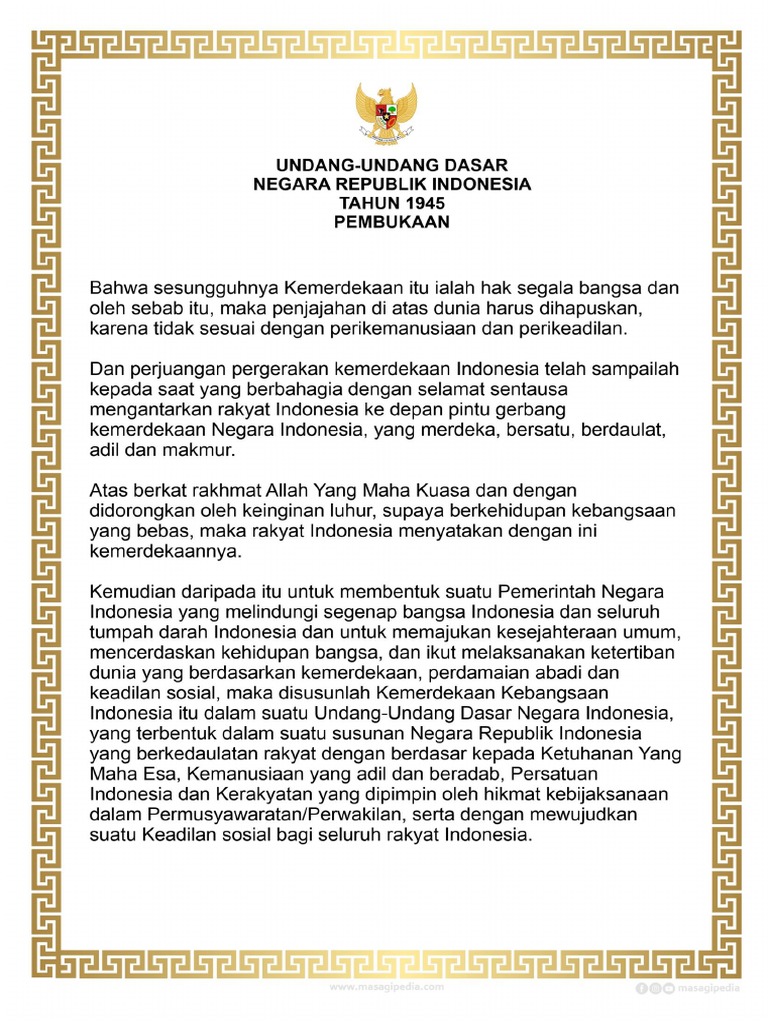 Teks Uud 1945 PDF Untuk Upacara Masagipedia | PDF