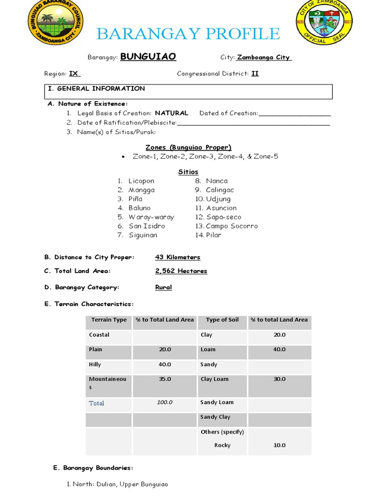 Barangay Profile2 | PDF | Agriculture | Food Industry
