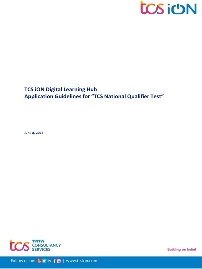 Application Guidelines For TCS Ion Test | PDF | Login | Screenshot