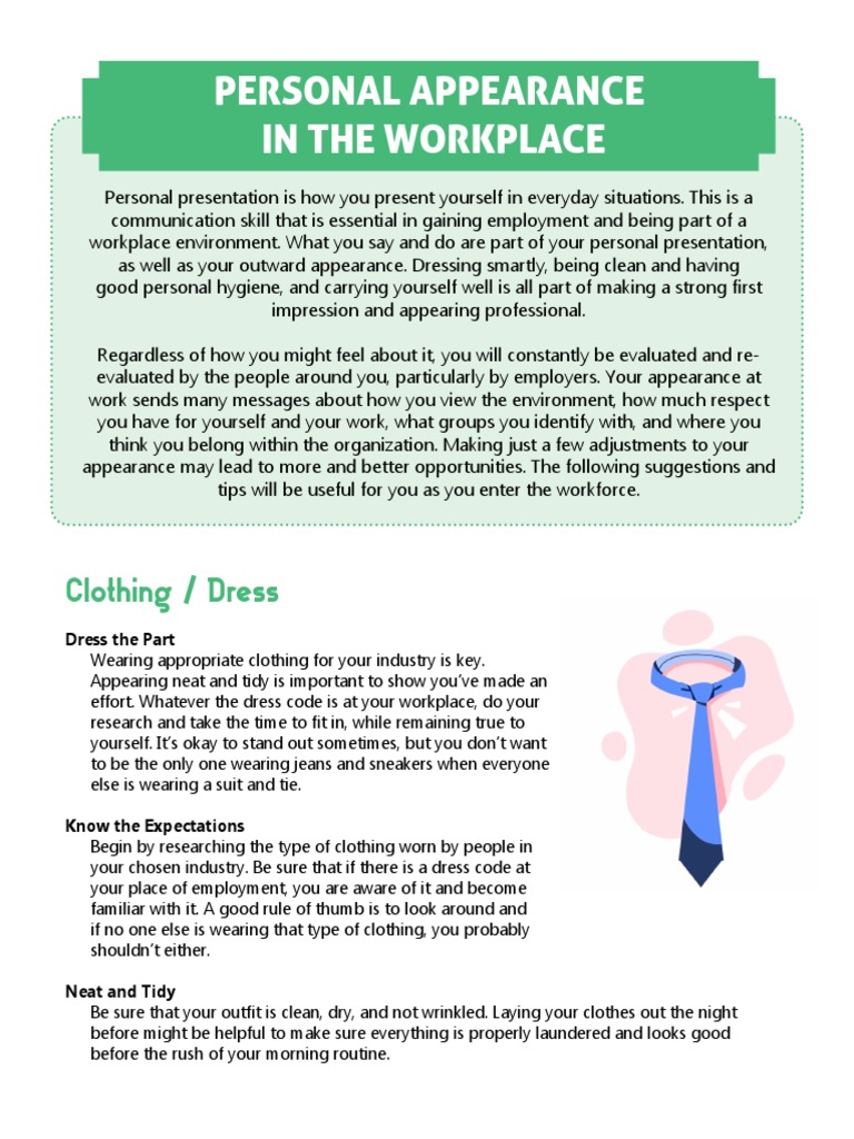 Handout Personal Appearance | PDF | Clothing | Tattoo